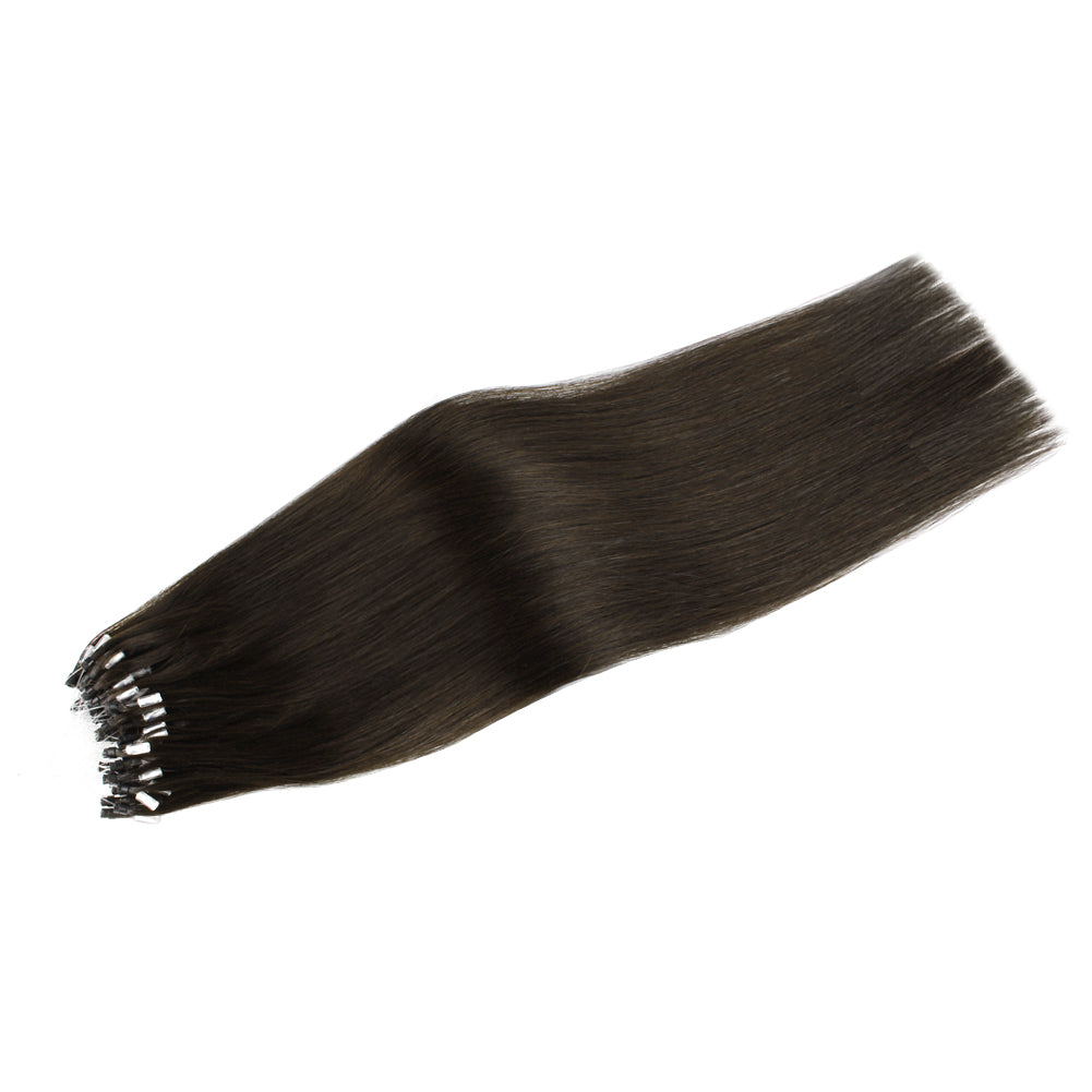 Micro Link Hair Extensions #4 Chocolate Brown Silky Straight Hair ...