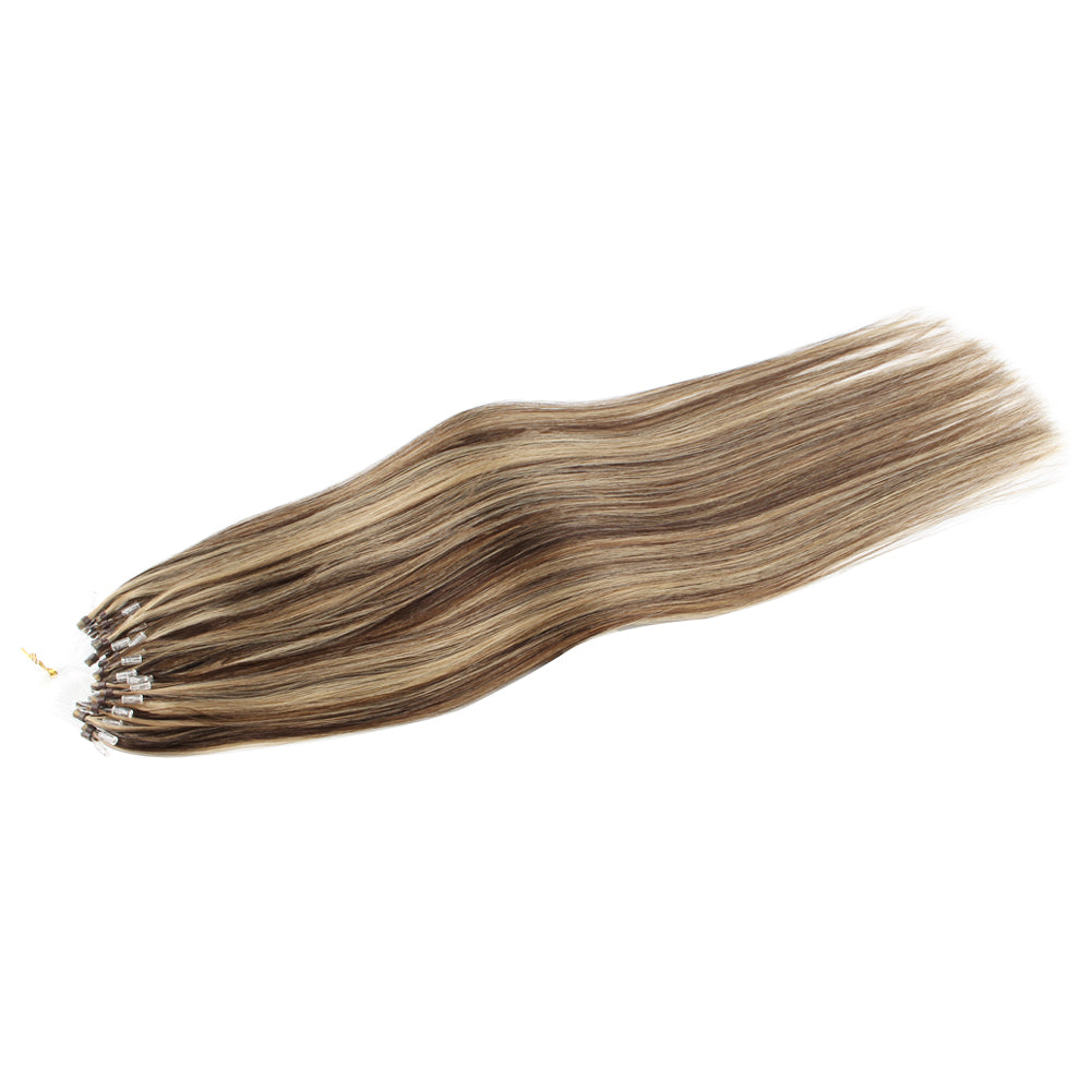 Micro Link Hair Extensions Highlights P4/27# Silky Straight Hair ...